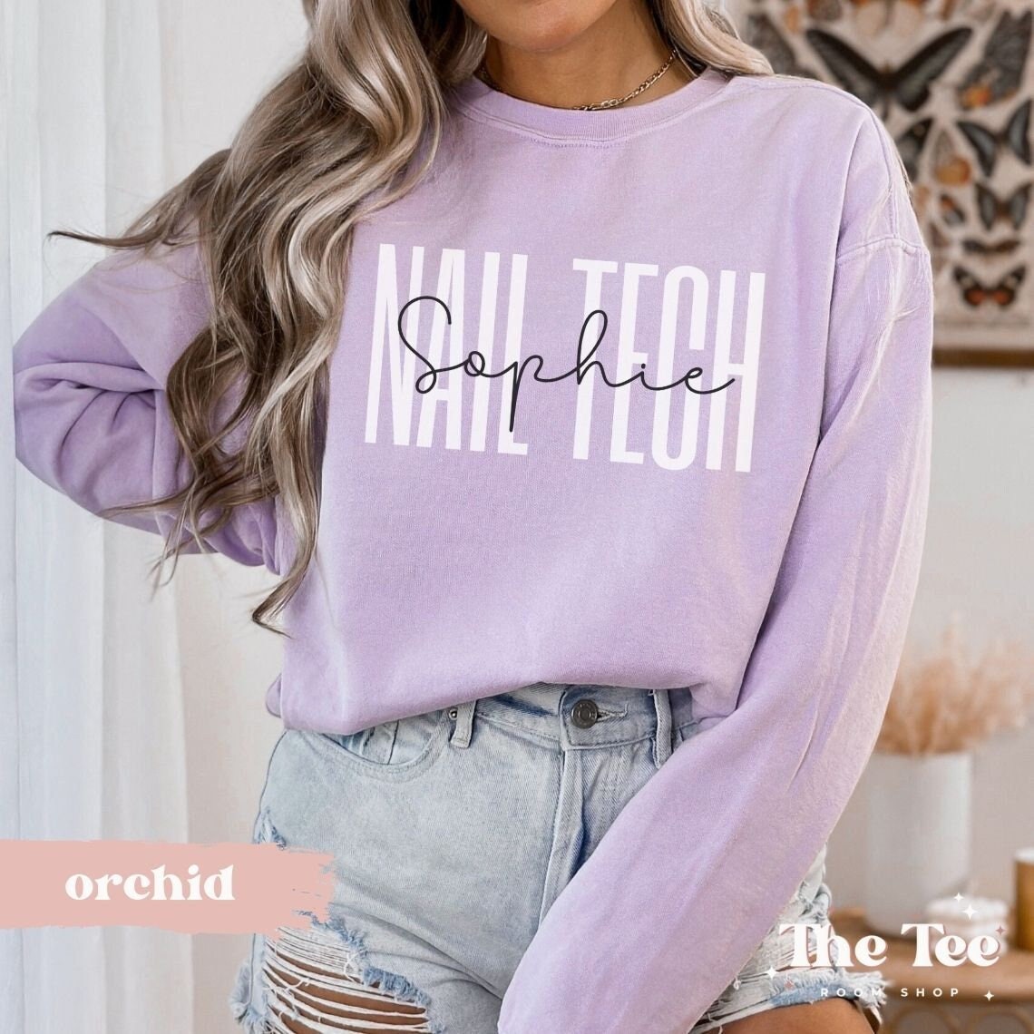 Nail Tech Comfort Colors Sweatshirt, Custom Nail Tech Shirt ...