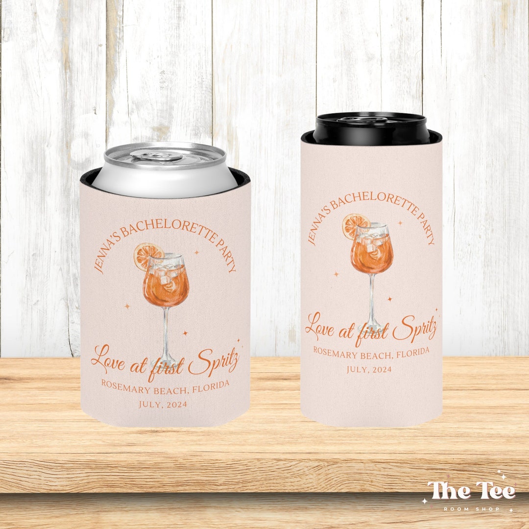 Aperol Spritz Can Cooler, Custom Love at First Spritz Bachelorette Can ...