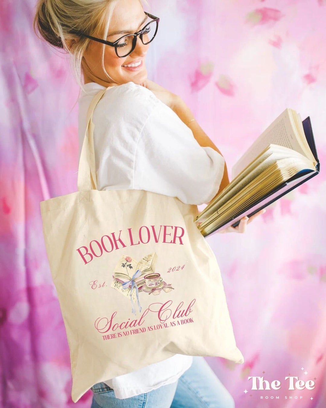 Book Lover Tote Bag, Custom Book Lover Social Club Canvas Bag, Gift for ...