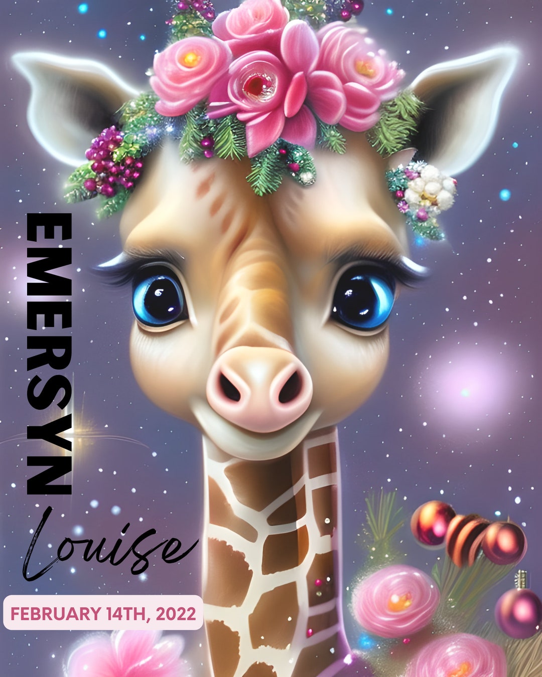 8 X 10 Personalized Giraffe Nursery Print - Etsy