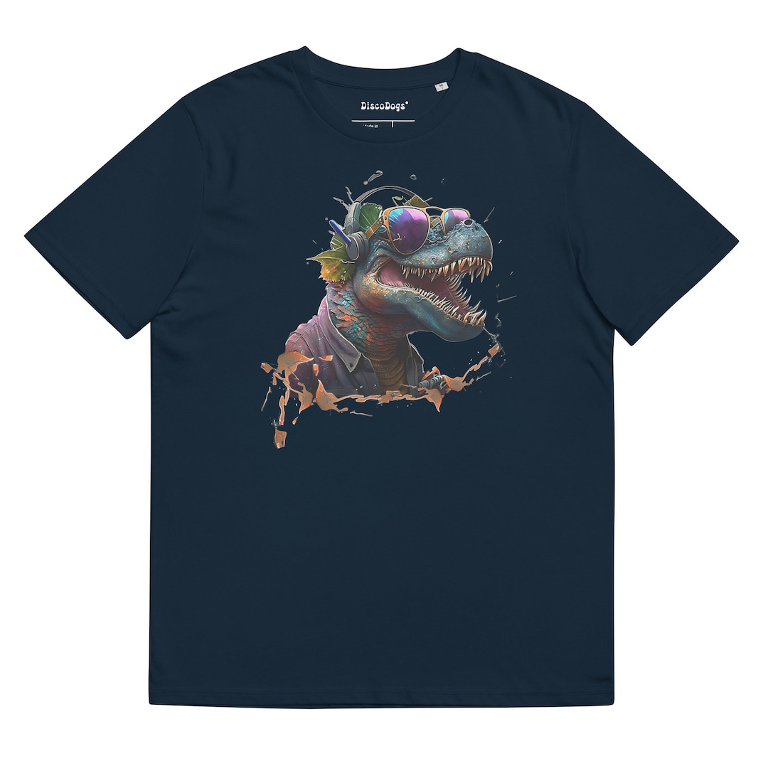 T-shirt - T Rex Funky Colourful Organic Cotton T-shirt, Rave Shirt ...