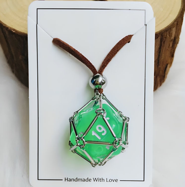 DND Dice Necklace, Dice Cage Necklace, Silver and Gold Plated Cage ...