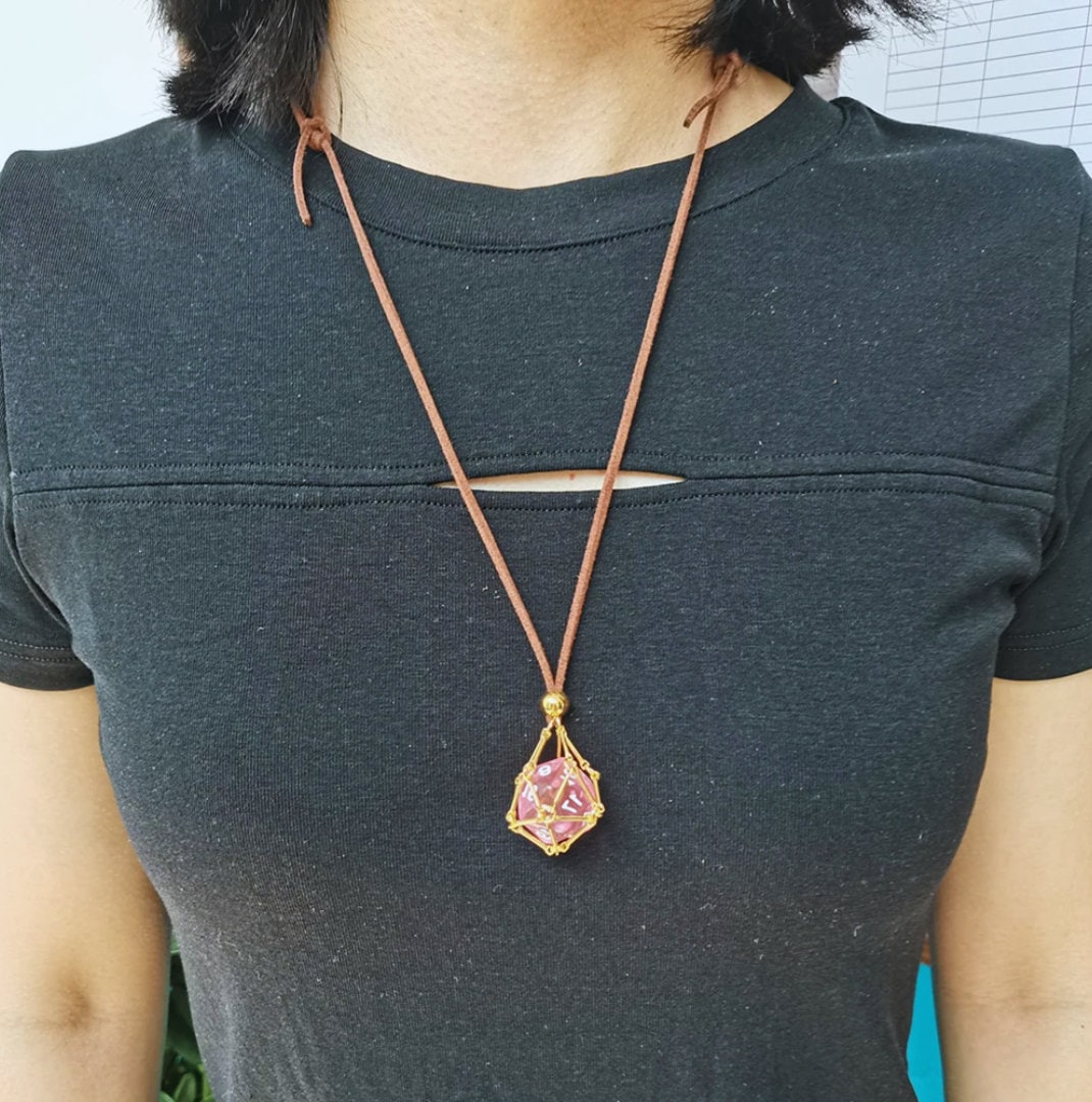 DND Dice Necklace, Dice Cage Necklace, Silver and Gold Plated Cage ...