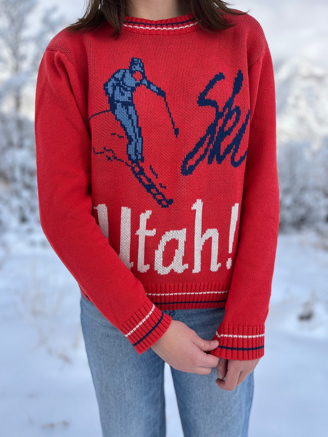 Ski Utah Women Sweater Jumper Retro High-end Sweater Cozy Unique Winter ...