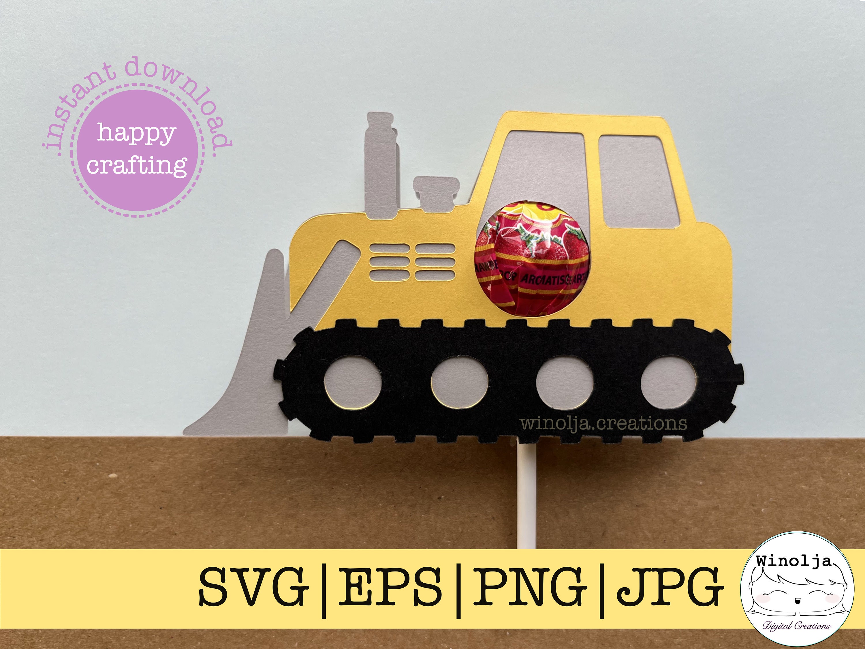 Easter Basket Kids Bulldozer Lollipop Holder, Sucker Holder, SVG, EPS ...