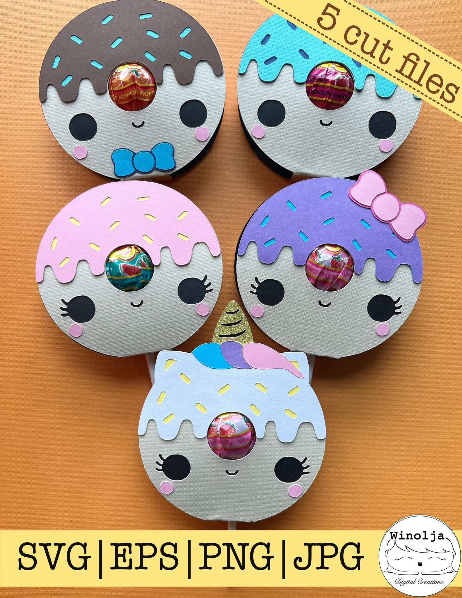 DIY Donut Lollipop Sucker Holder Cute Unicorn Girl Boy Bowtie Hairbow ...