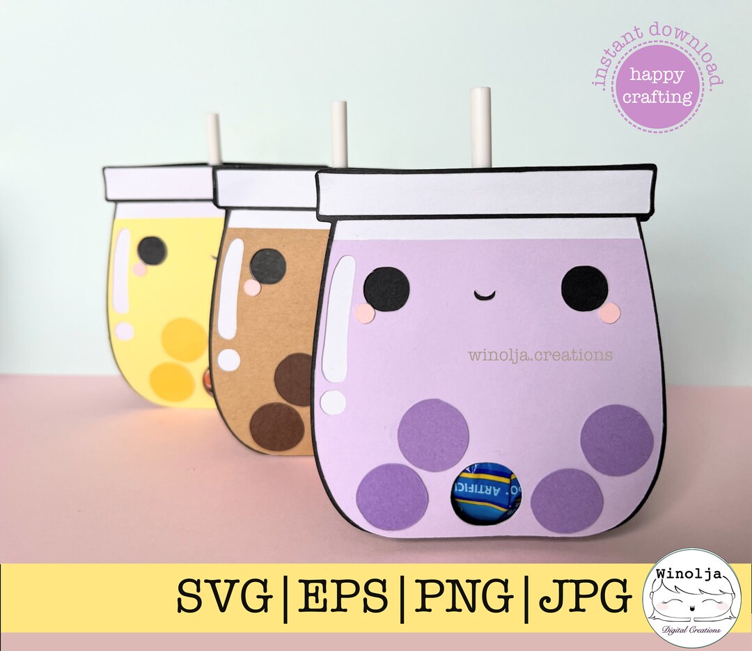 Bubble Tea Boba Layered Lollipop Sucker Candy Holder SVG EPS PNG Jpg ...