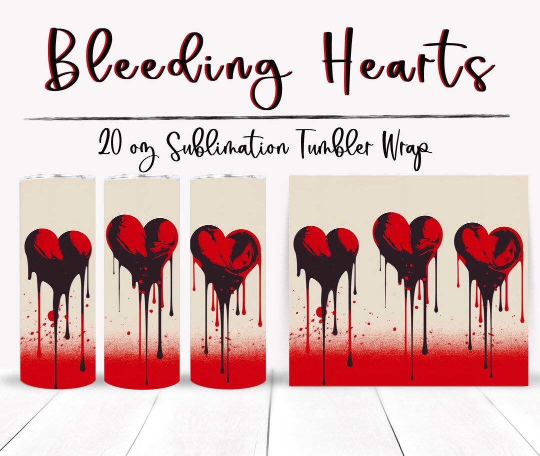 Hearts Sublimation Design, Hearts PNG, Tumbler Sublimation, Bleeding ...