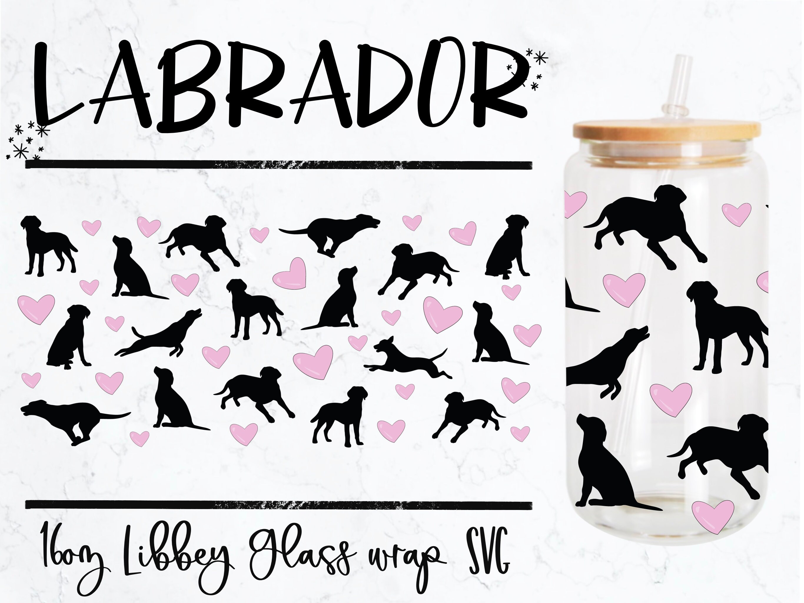 Labrador Retriever SVG, Black Lab SVG, Libbey Cup Wrap SVG, Cricut File ...