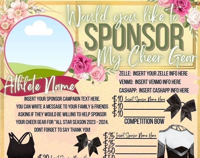 CHEER GEAR Sponsorship (digital Download/canva Template) - Etsy