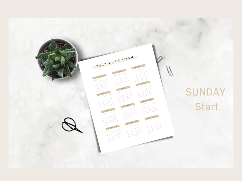 PRINTABLE Simple 2023 Yearly Calendar | 2023 Important Dates ...