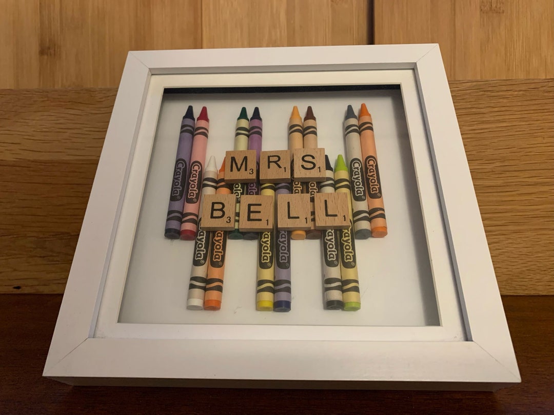 Personalised Teacher Appreciation Box Frame Made With Wax Crayons and ...