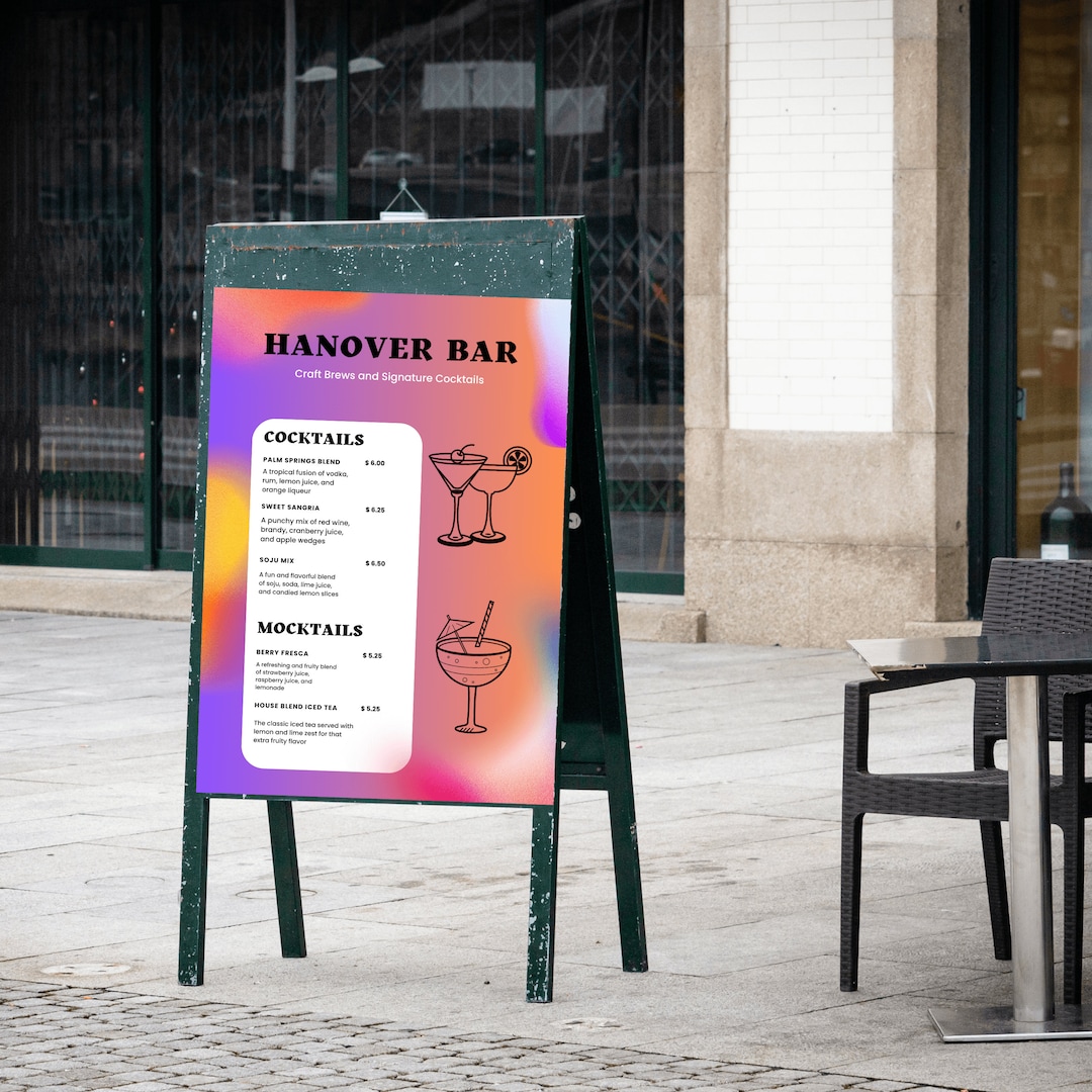 Editable Bar Menu Template Customizable Cocktail List Design for ...