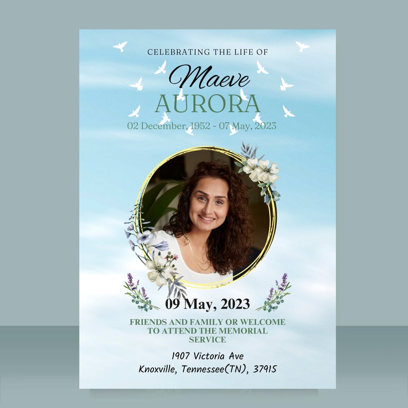 Sympathy Funeral Invitation Template Elegant Remembrance - Etsy