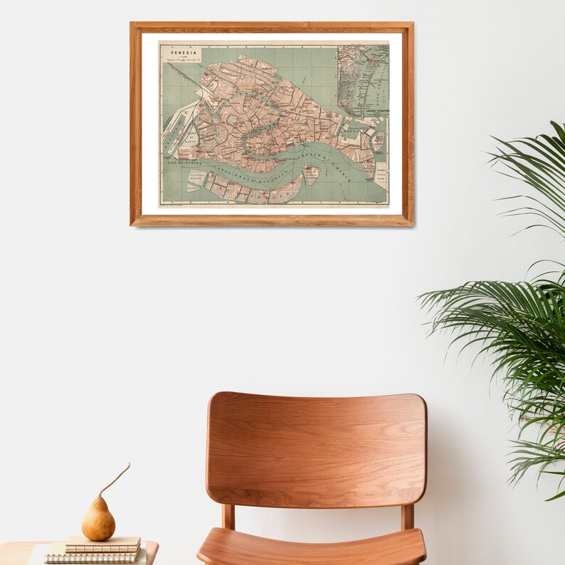 1910 Vintage Map of Venice Fine Art Giclee Print, Antique Cartography ...