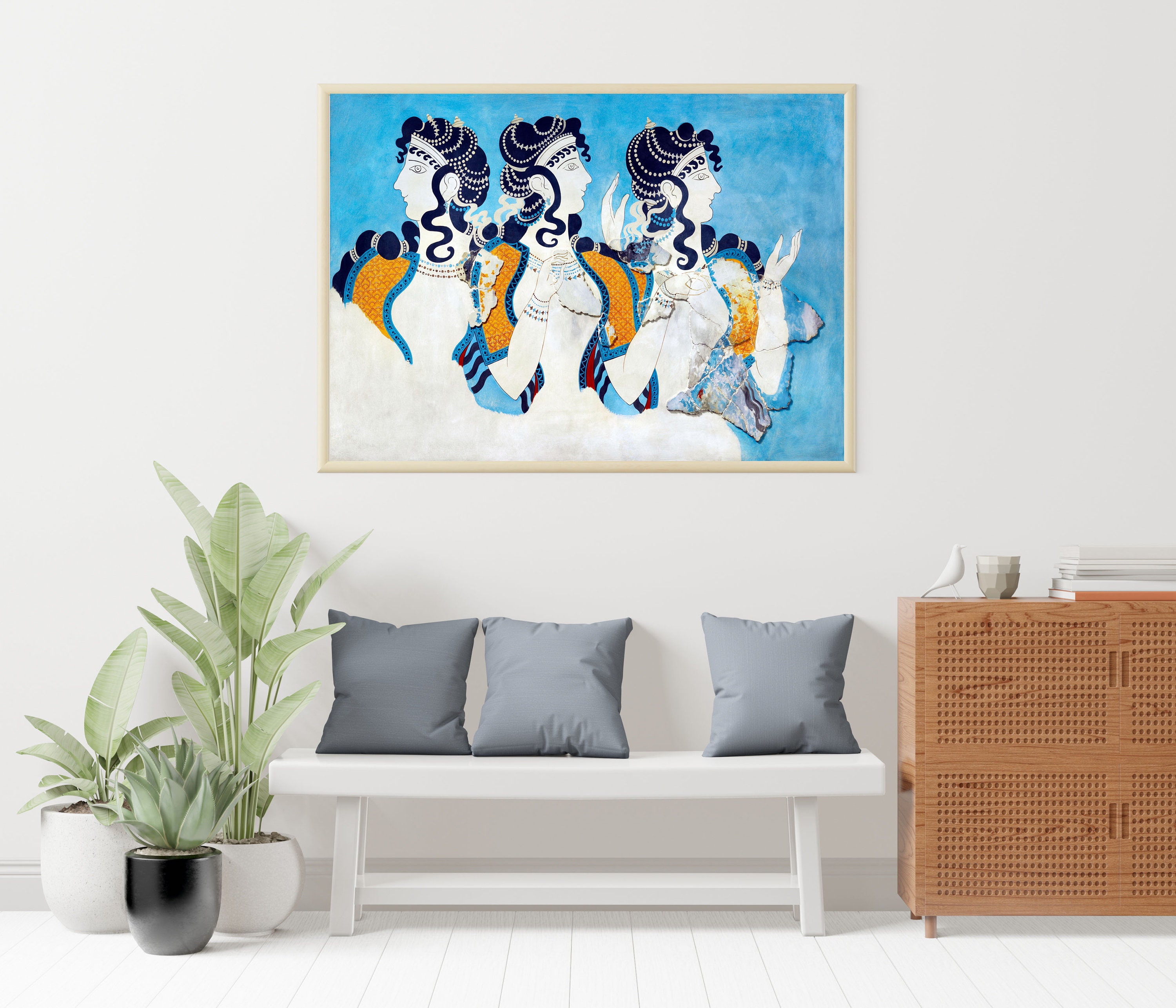 Minoan Ladies in Blue Fresco by Emile Gilliéron, Neopalatial Period Art ...