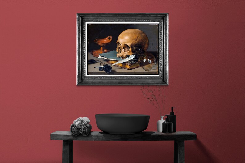 Still Life With a Skull and a Writing Quill 1628 by Pieter Claesz ...