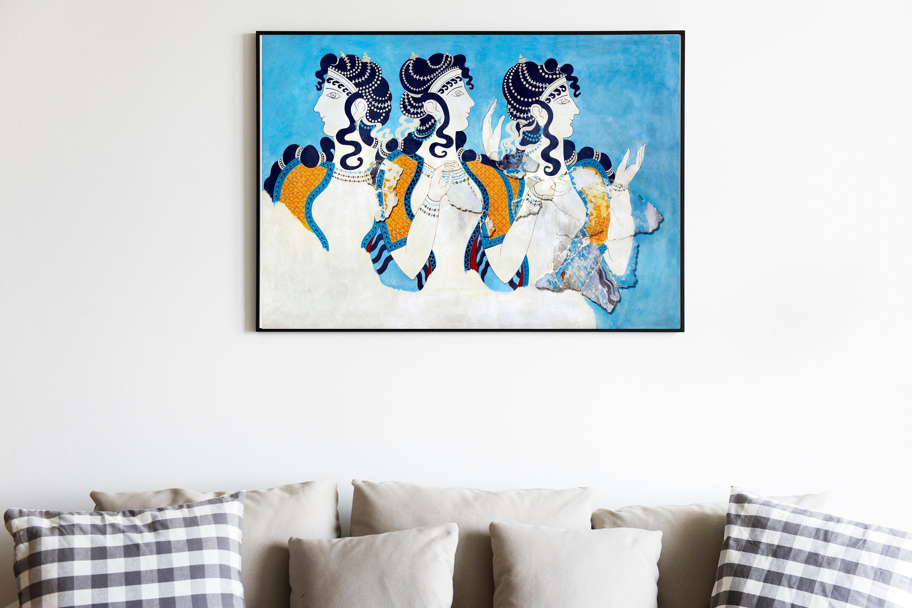 Minoan Ladies in Blue Fresco, Emile Gilliéron, Neopalatial Period Art ...