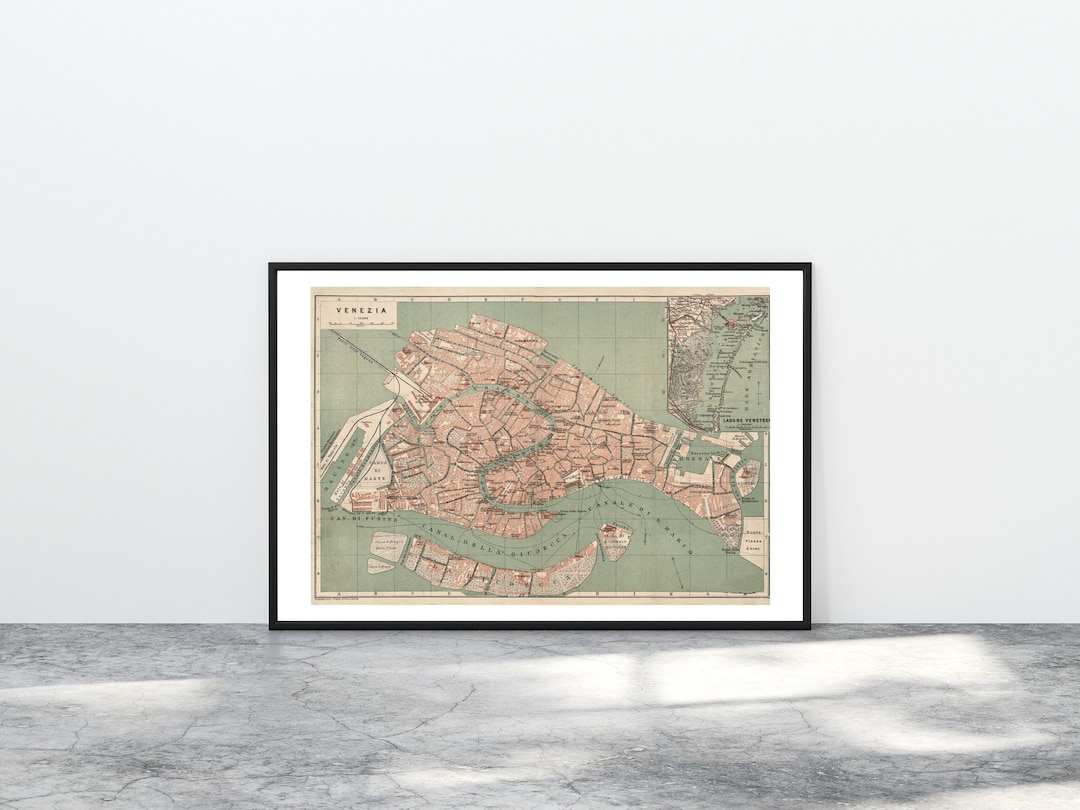 1910 Vintage Map of Venice Fine Art Giclee Print, Antique Cartography ...