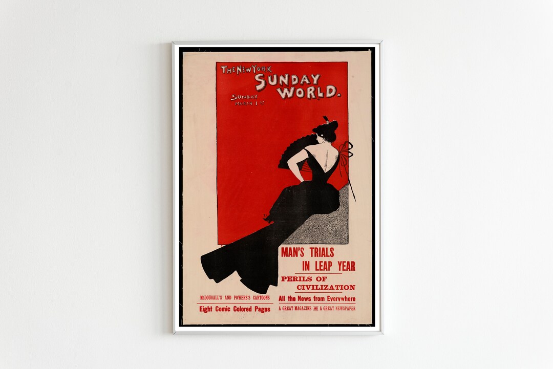 The New York Sunday World, March 1st, Vintage Newspaper Art Prints, Art ...