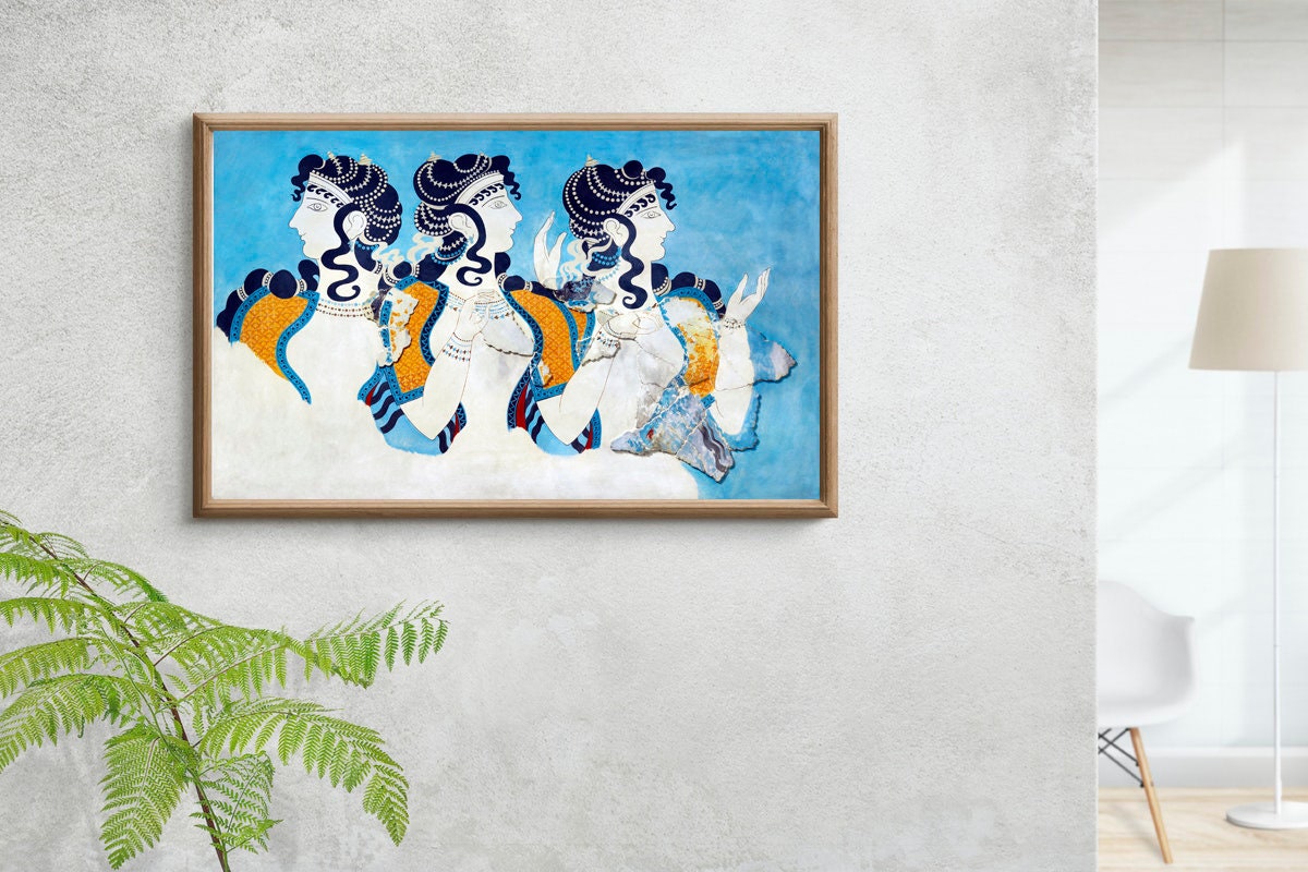 Minoan Ladies in Blue Fresco by Emile Gilliéron, Neopalatial Period Art ...