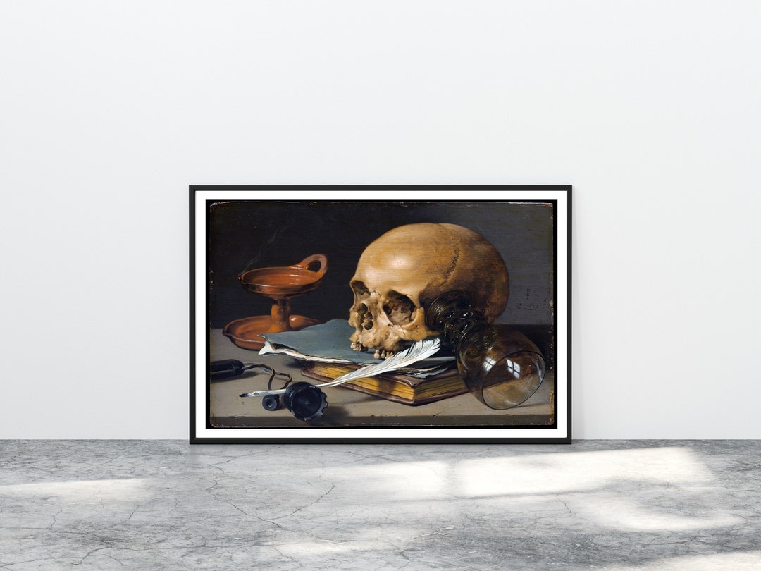 Still Life With a Skull and a Writing Quill 1628 by Pieter Claesz ...