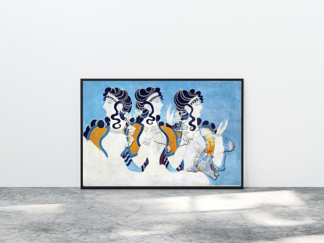 Minoan Ladies in Blue Fresco by Emile Gilliéron, Neopalatial Period Art ...