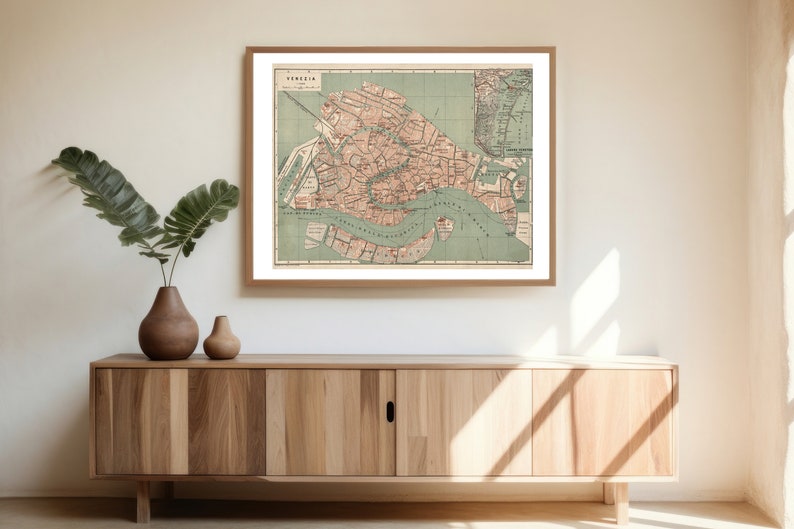1910 Vintage Map of Venice Fine Art Giclee Print, Antique Cartography ...
