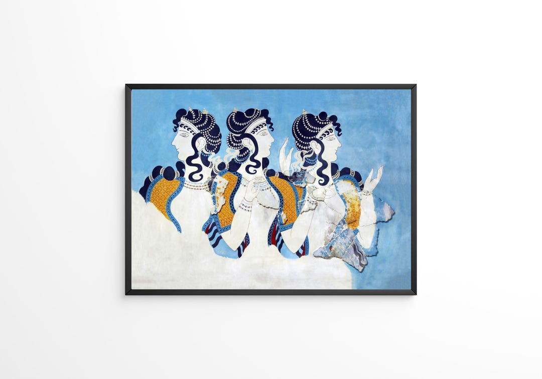 Minoan Ladies in Blue Fresco, Emile Gilliéron, Neopalatial Period Art ...