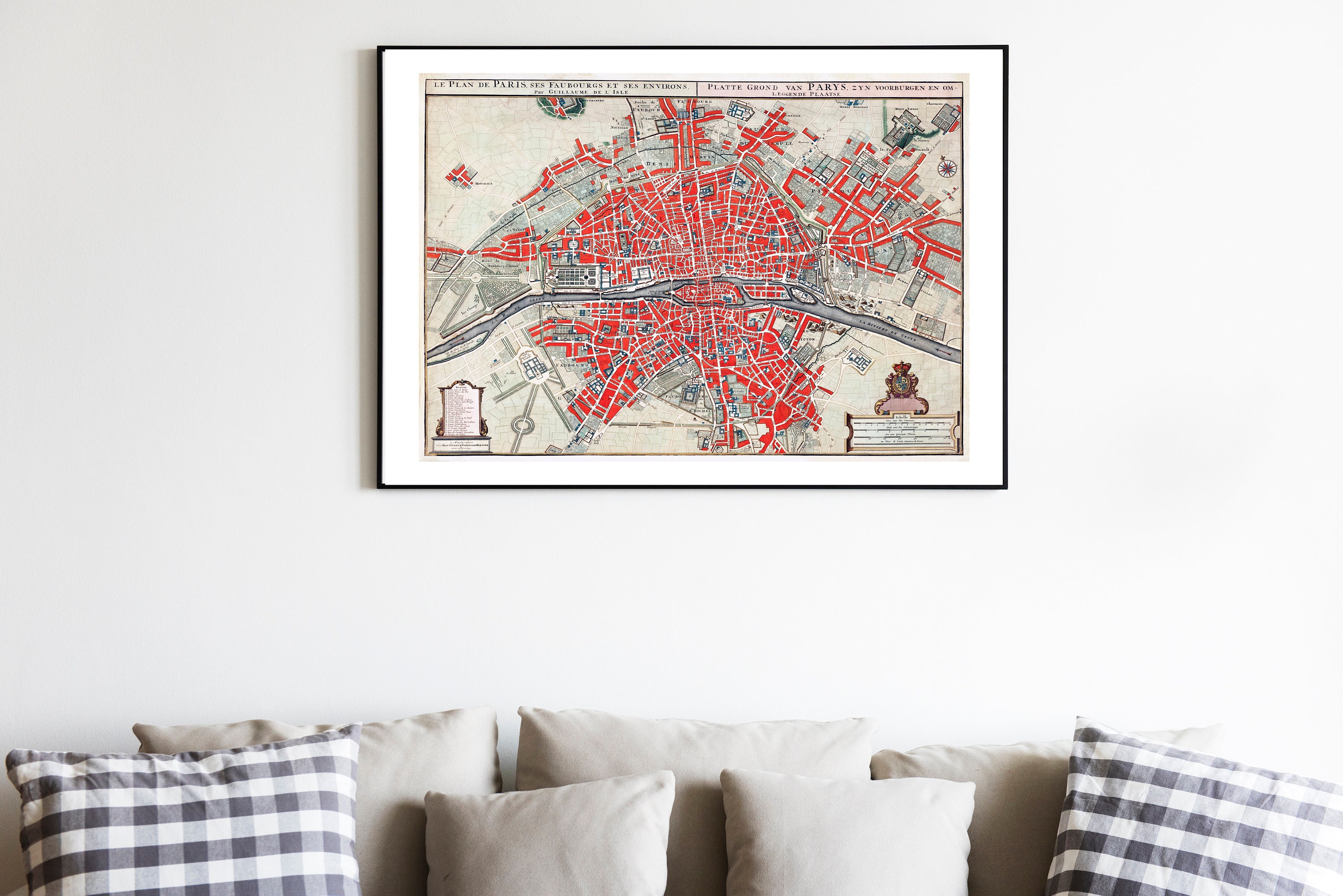 Vintage Map of Paris by Guillaume Delisle, Vintage Cartography, France, Francophile Gift ...