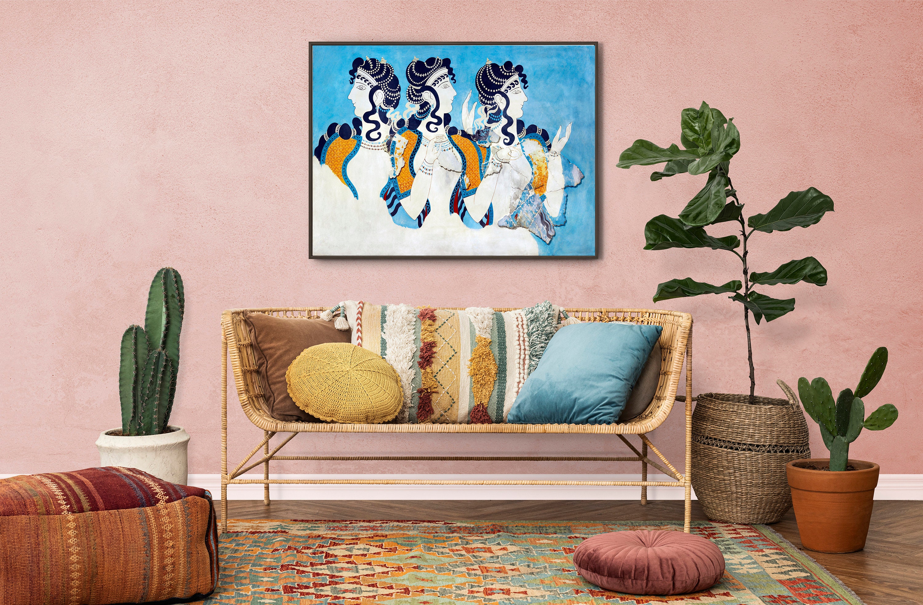 Minoan Ladies in Blue Fresco by Emile Gilliéron, Neopalatial Period Art ...