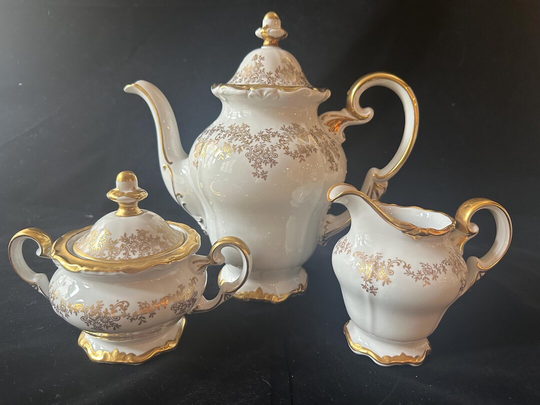 Weimar Porcelain Katharina 10" Coffee Pot Sugar Creamer Set Bavaria ...