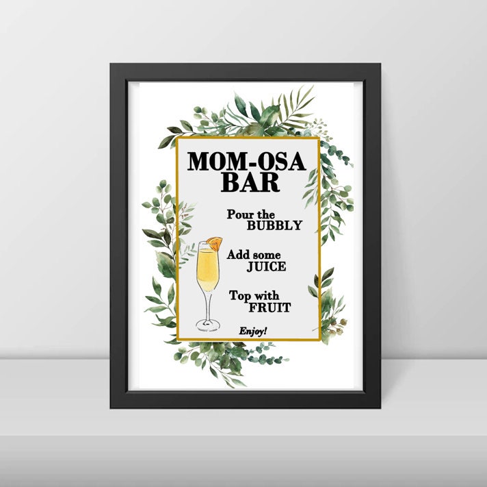 Mimosa / Mum-osa / Mom-osa Bar Sign, Minimalist Baby Shower Sinage ...