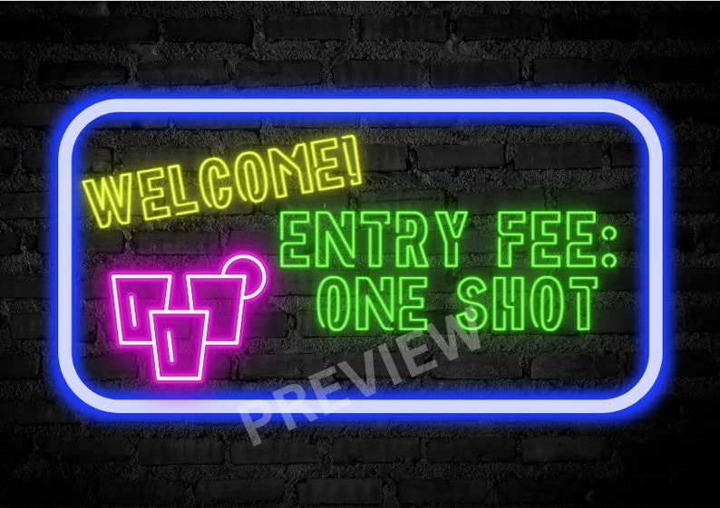 Entry Fee: One Shot - Welcome Party Bar Sign - Wedding, Bachelor ...