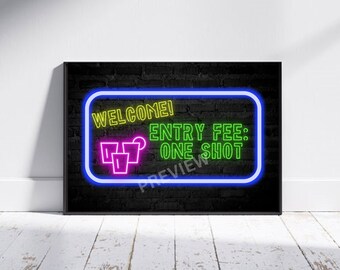 Entry Fee: One Shot - Welcome Party Bar Sign - Wedding, Bachelorette ...