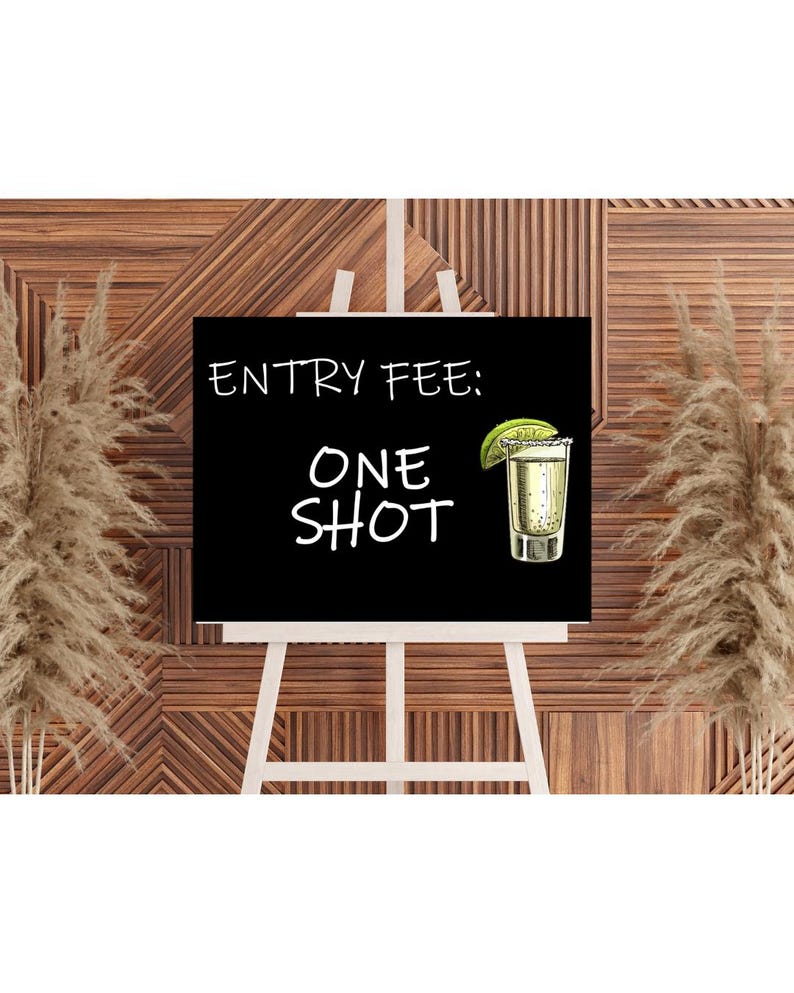 Entry Fee: One Shot - Welcome Party Bar Sign - Wedding, Bachelorette ...