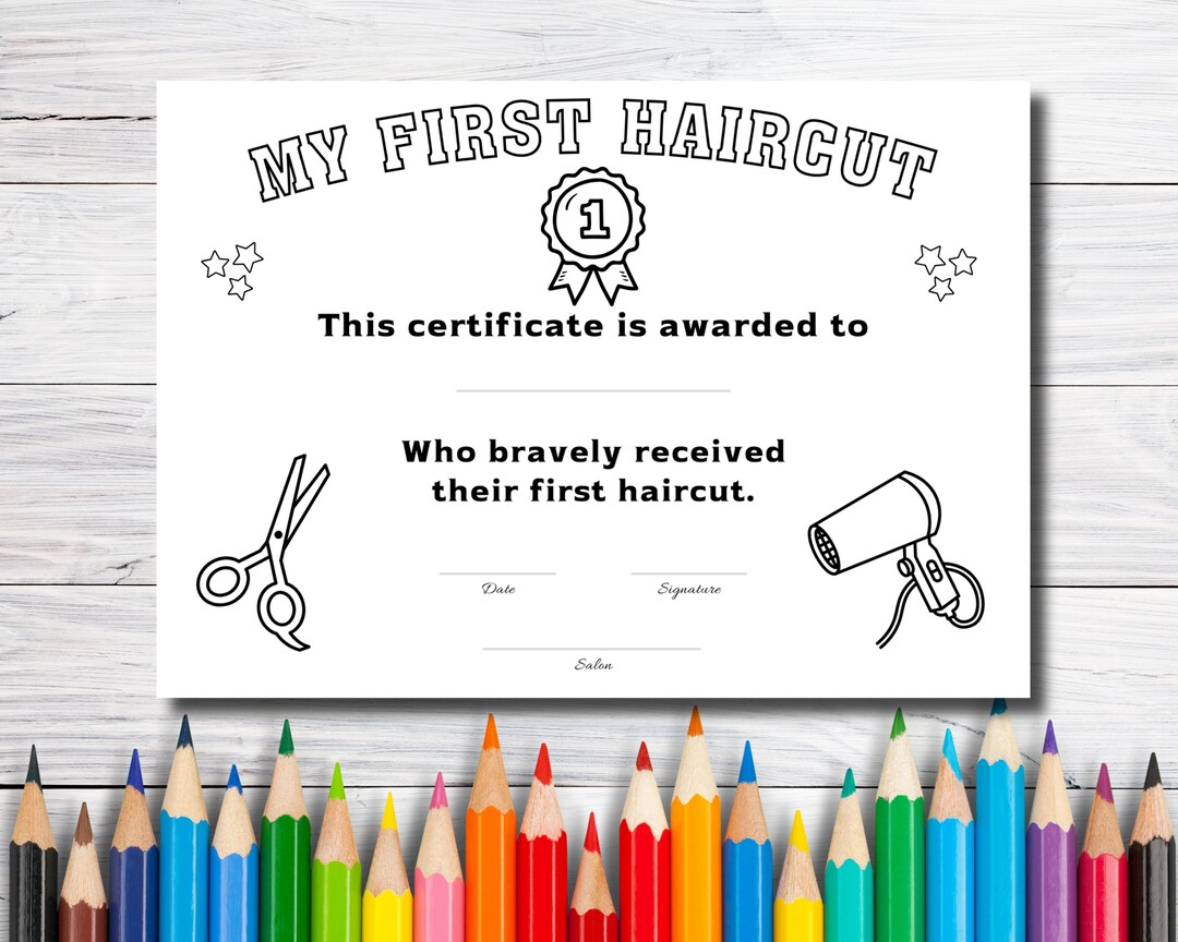 My First Haircut Certificate to Color, My First Haircut Reward to Color ...