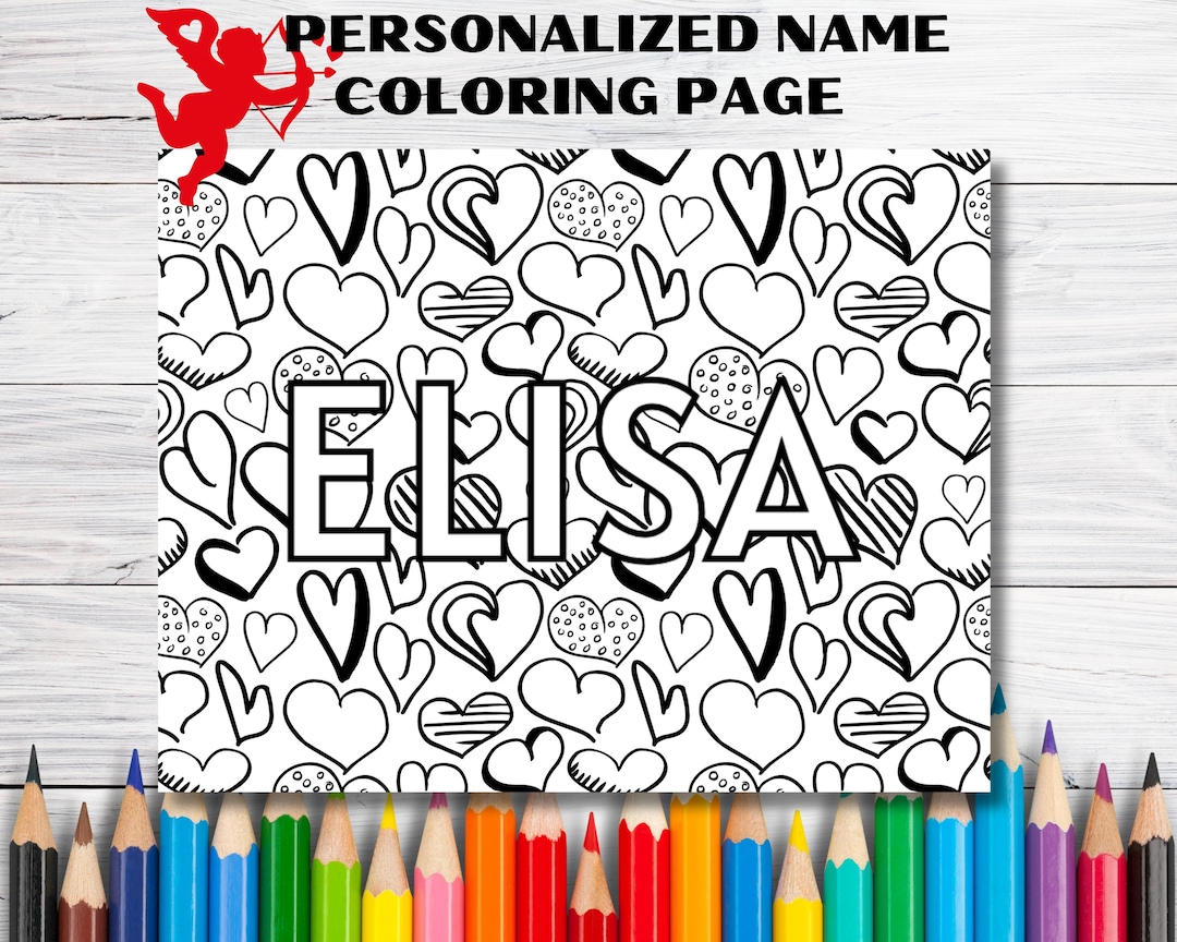 1 Customizable Name Coloring Page, Valentines Day Coloring, Personalize ...
