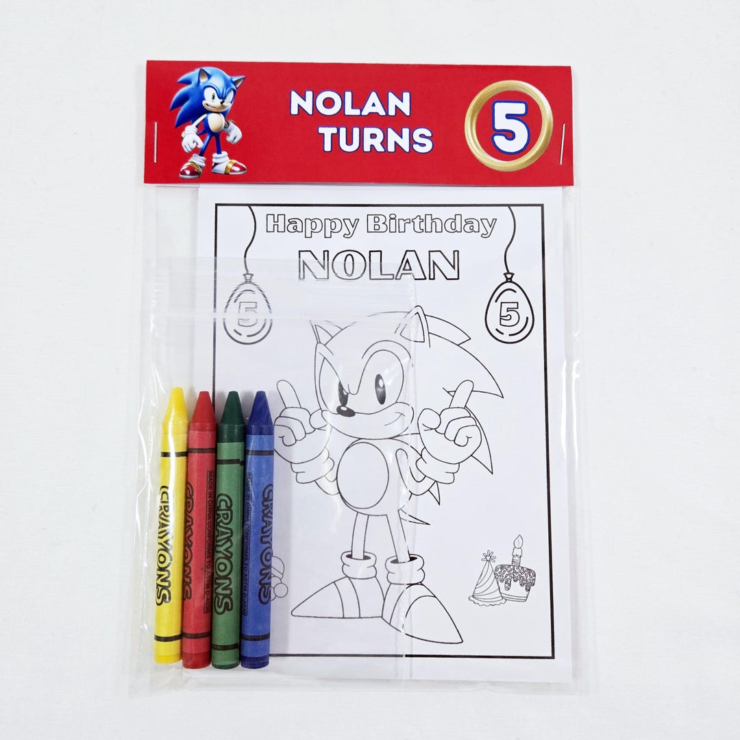 Sonic Party Coloring Packs and Crayons, Sonic Birthday Party Favor ...