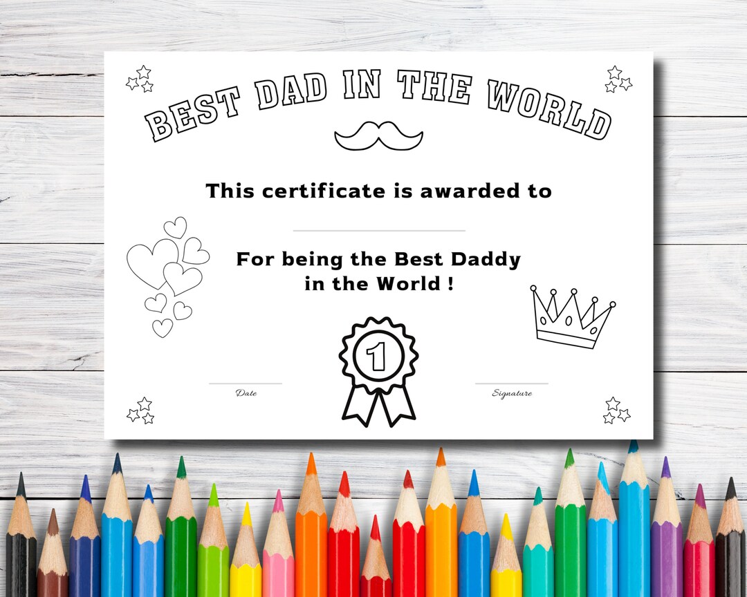 Father's Day Certificate to Color, Father's Day Reward to Color ...