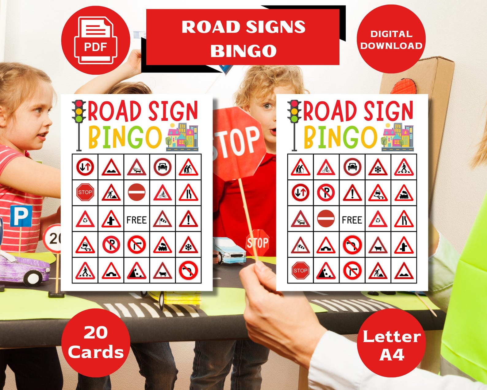 Road Signs Bingo Game for Kids : 20 Printable Cards (PDF) - Etsy