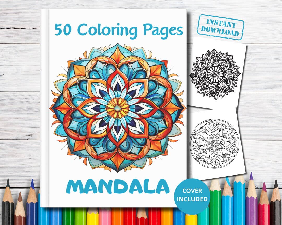 50 Mandala Coloring Pages Coloring Pages Printable Adult - Etsy New Zealand