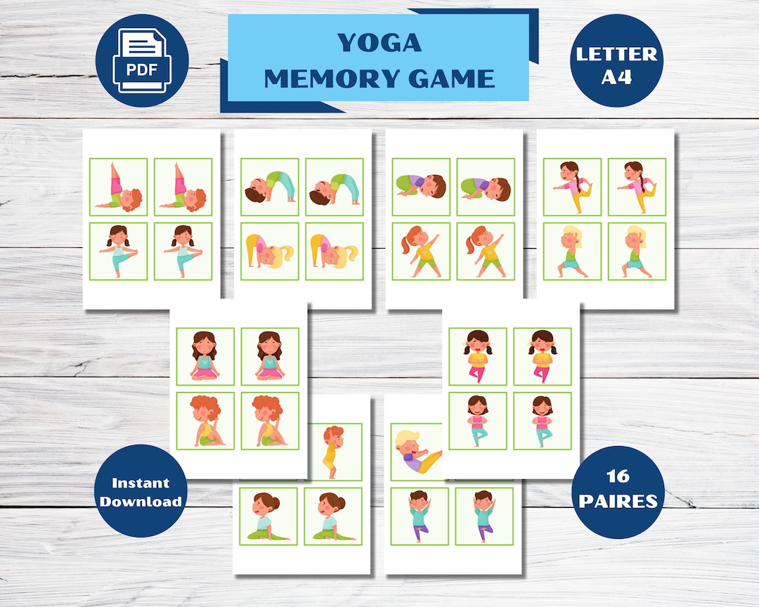 Yoga Memory Game for Kids, Yoga Matching Activity, Matching Games for ...