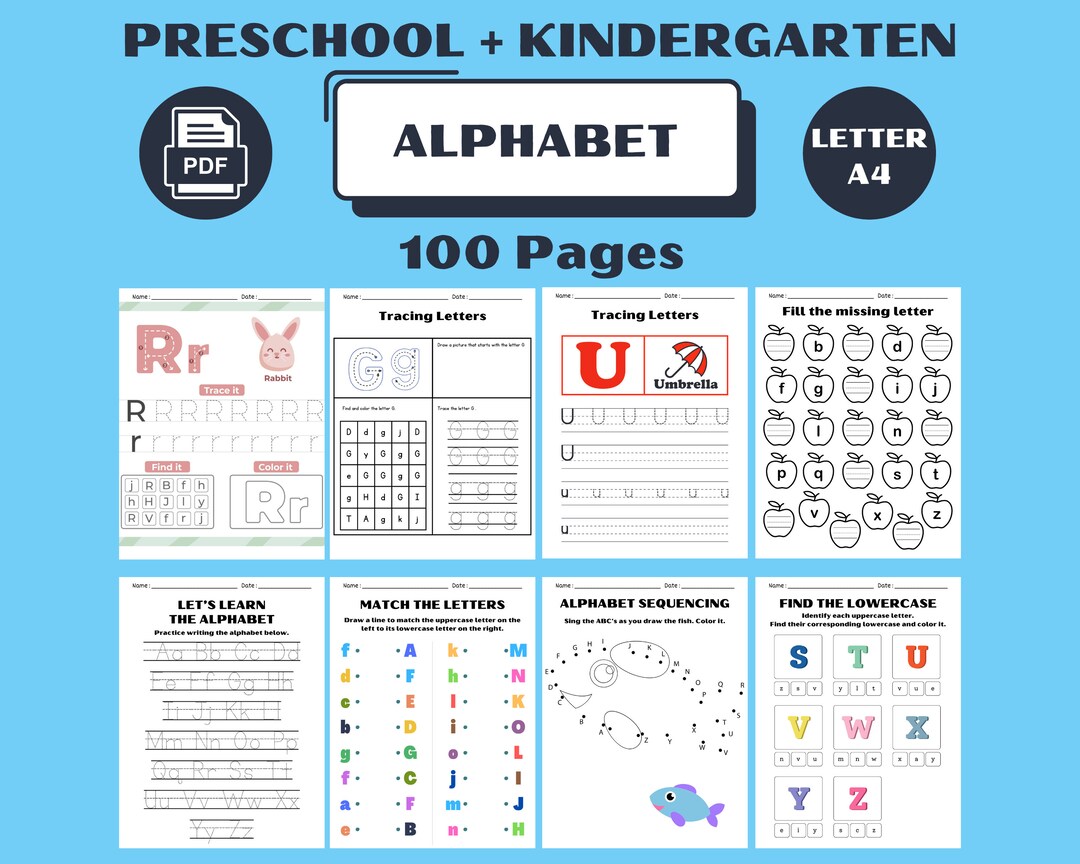 Preschool Pre-k + Kindergarten Learning Bundle, 100 Pages Printable ...