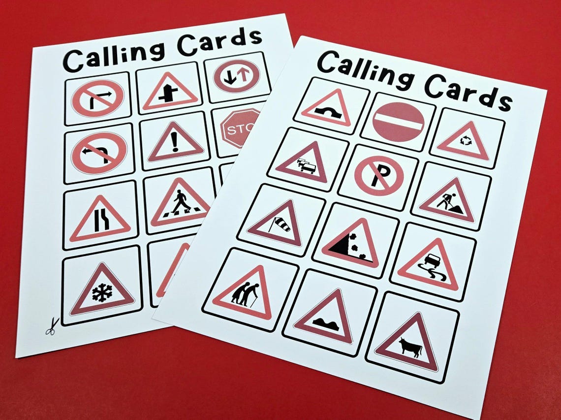 Road Signs Bingo Game for Kids : 20 Printable Cards (PDF) - Etsy