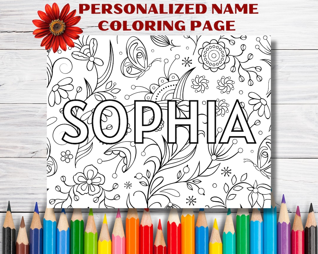 Custom Name Flower Coloring Page : Personalized Kids Activity (PDF) - Etsy