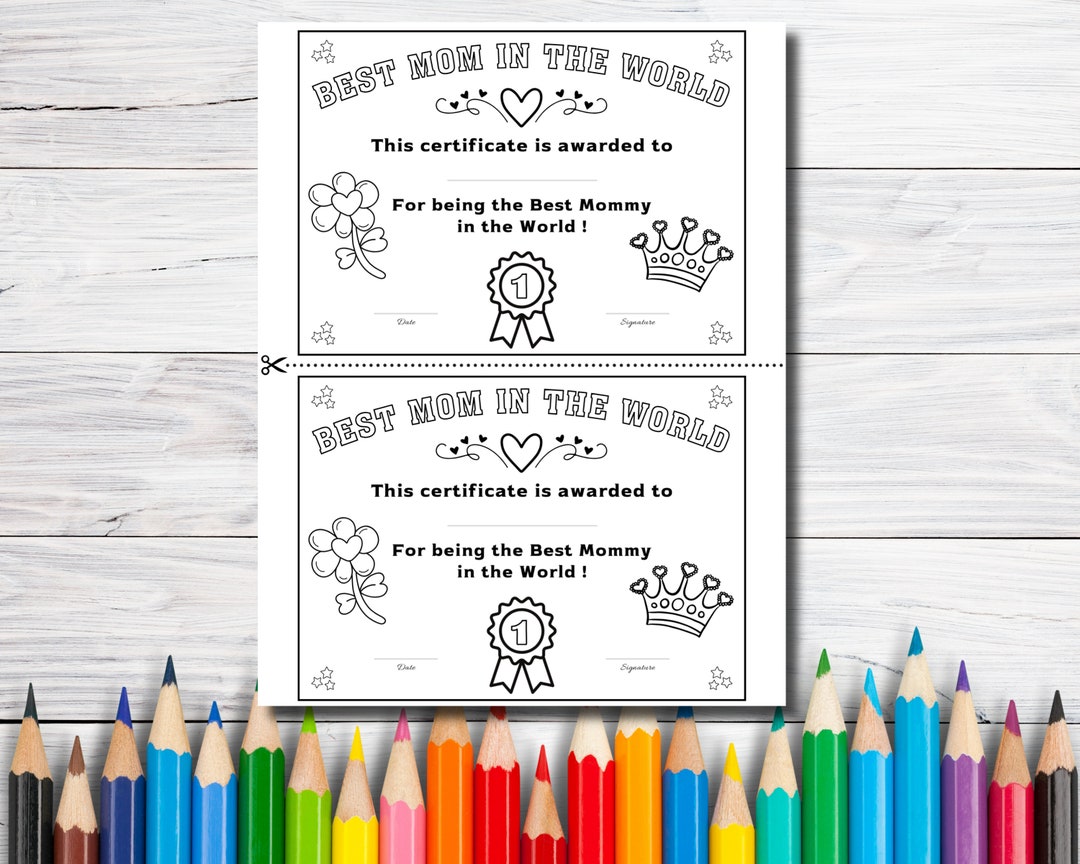 2 Mother's Day Certificates to Color, Mother's Day Reward to Color ...