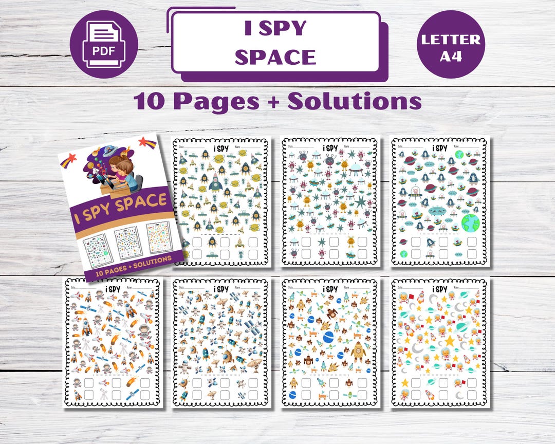 Space I Spy Pages, I Spy Space, Kids Activity, Space Printable for Kids ...