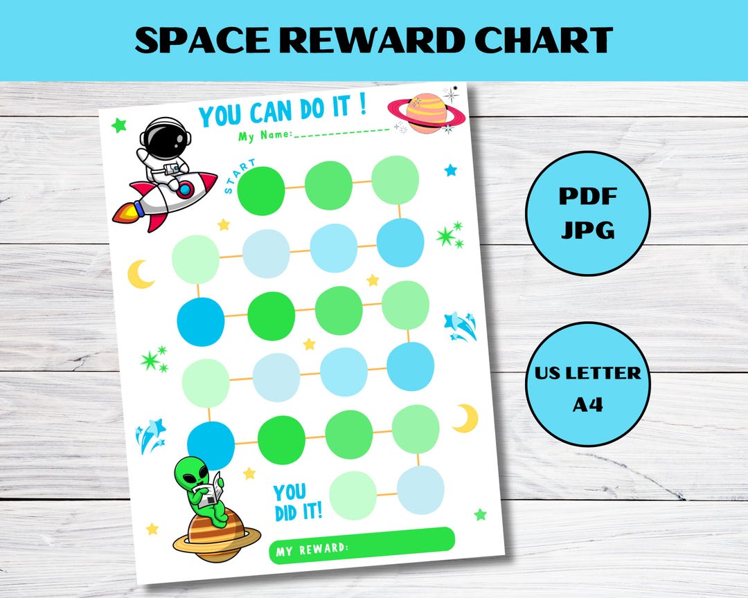 Space Reward Chart, Printable Reward Chart, Kids Routine Chart, Daily ...