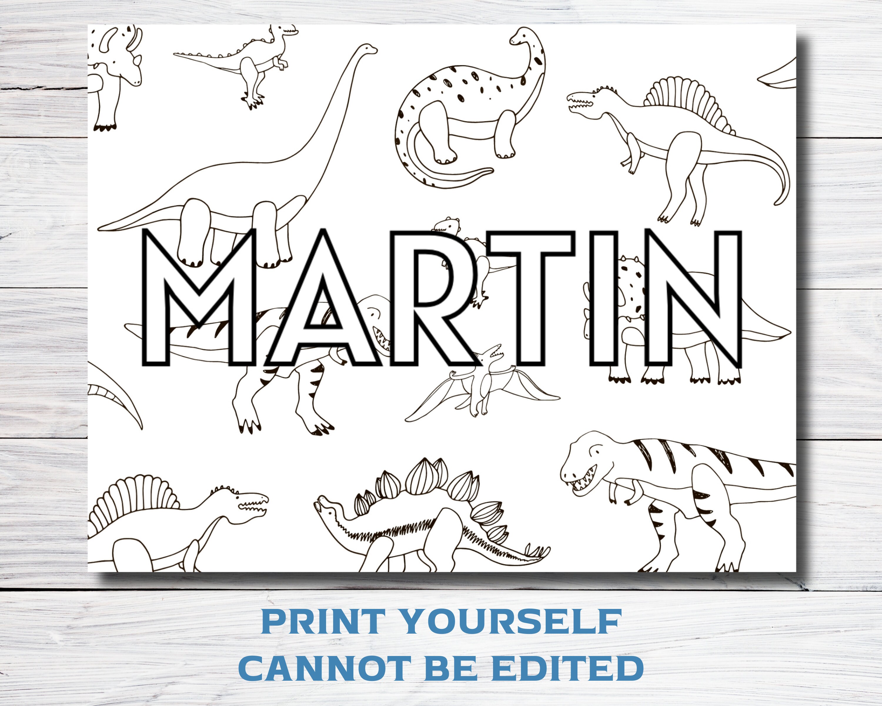 Custom Dinosaur Name Coloring Page : Personalized Kids Activity (PDF ...